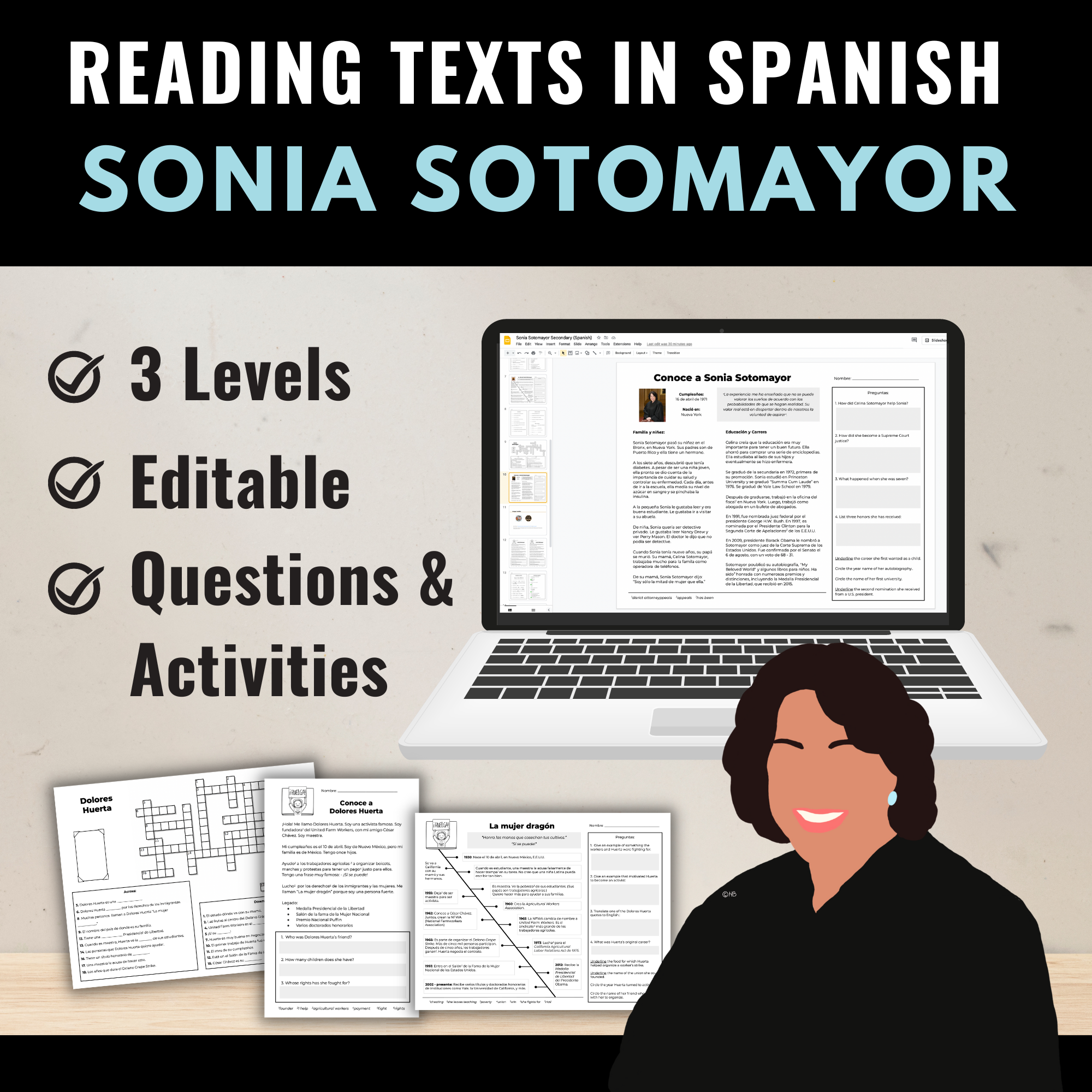Sonia Sotomayor Reading Passages and Activities in Spanish – Spanish Mama